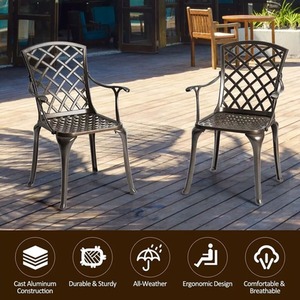 Set of 2 Outdoor Metal Dining Chairs