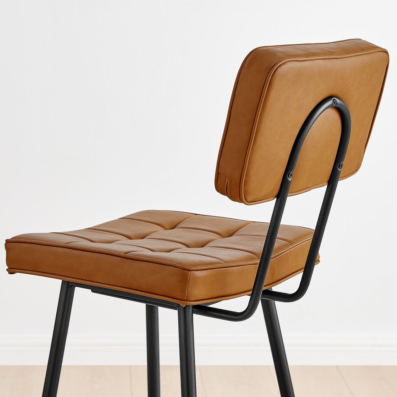2 x Braxton Bar Chair PU Leather Black Legs