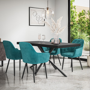 Donni Dining Table with Anika Velvet Chairs