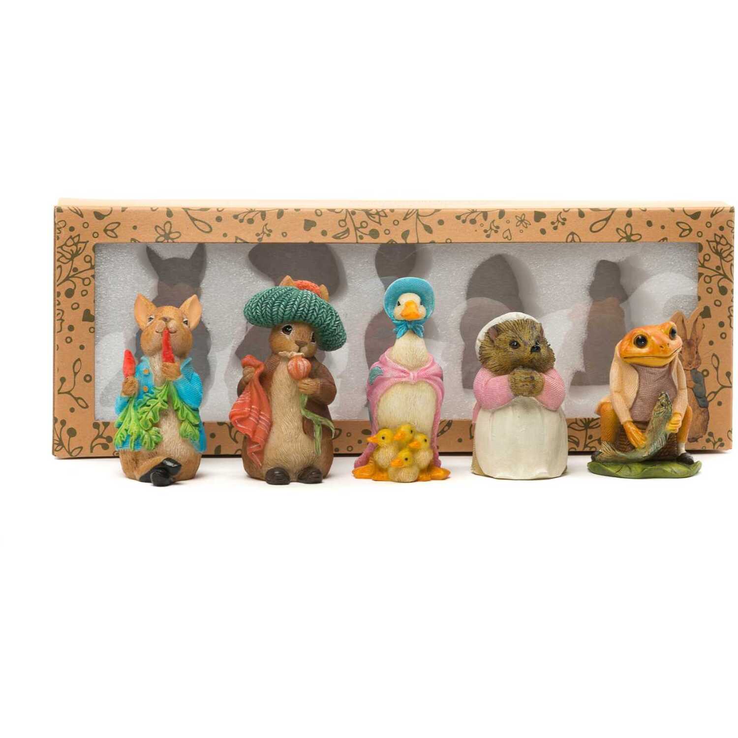 Beatrix Potter Set of 5 Cane Toppers, Peter Rabbit Friends