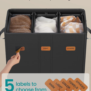 3-Compartment Laundry Basket, 42.2-Gallon Laundry Hamper with Lid