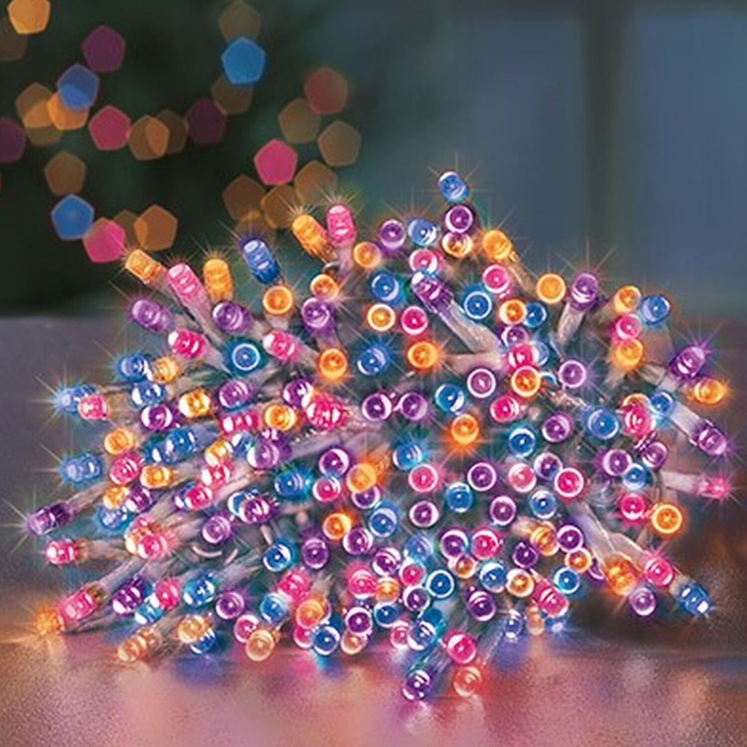 200 Supabright String Lights Rainbow Colour Clear Cable