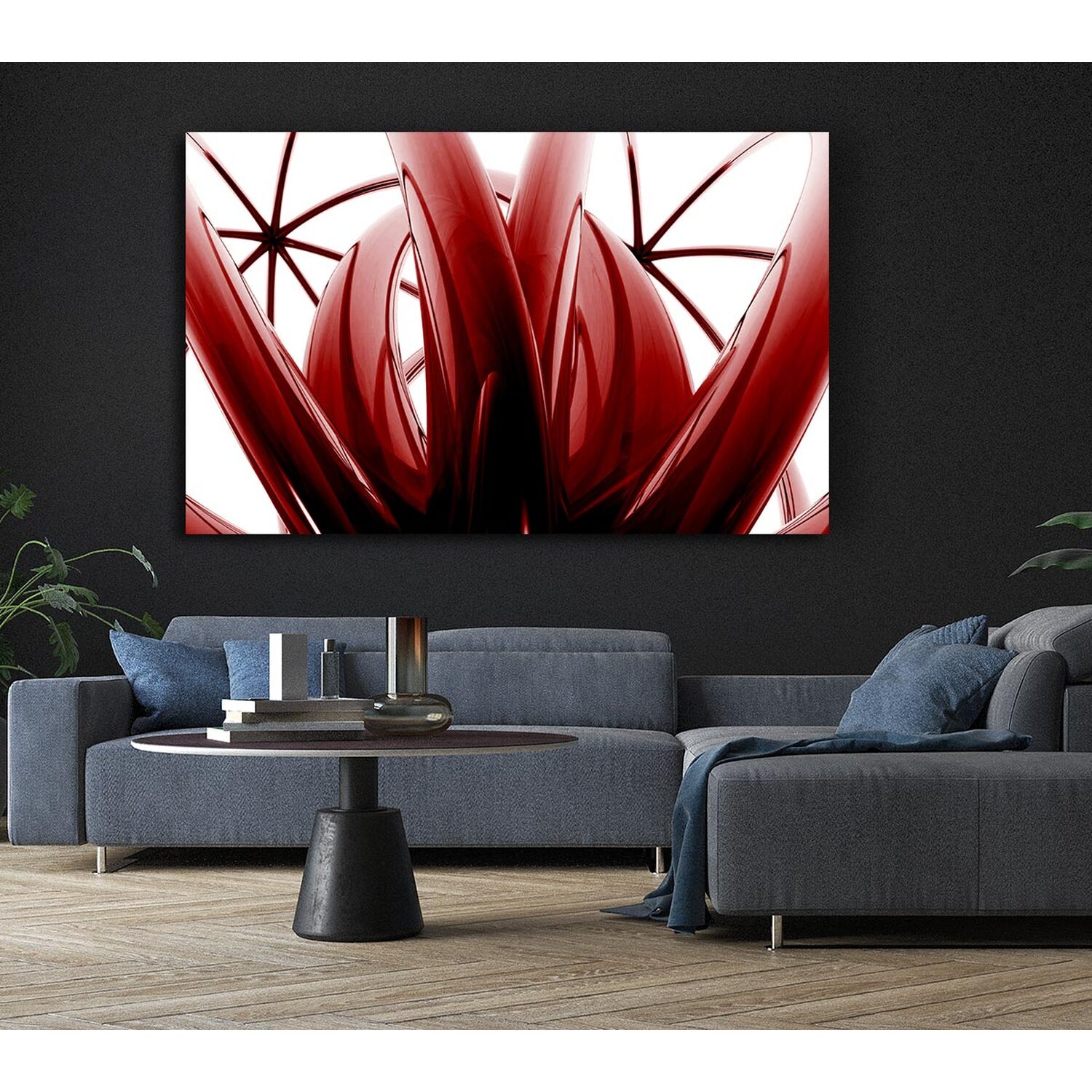 Two Sides Red Canvas Print Wall Art