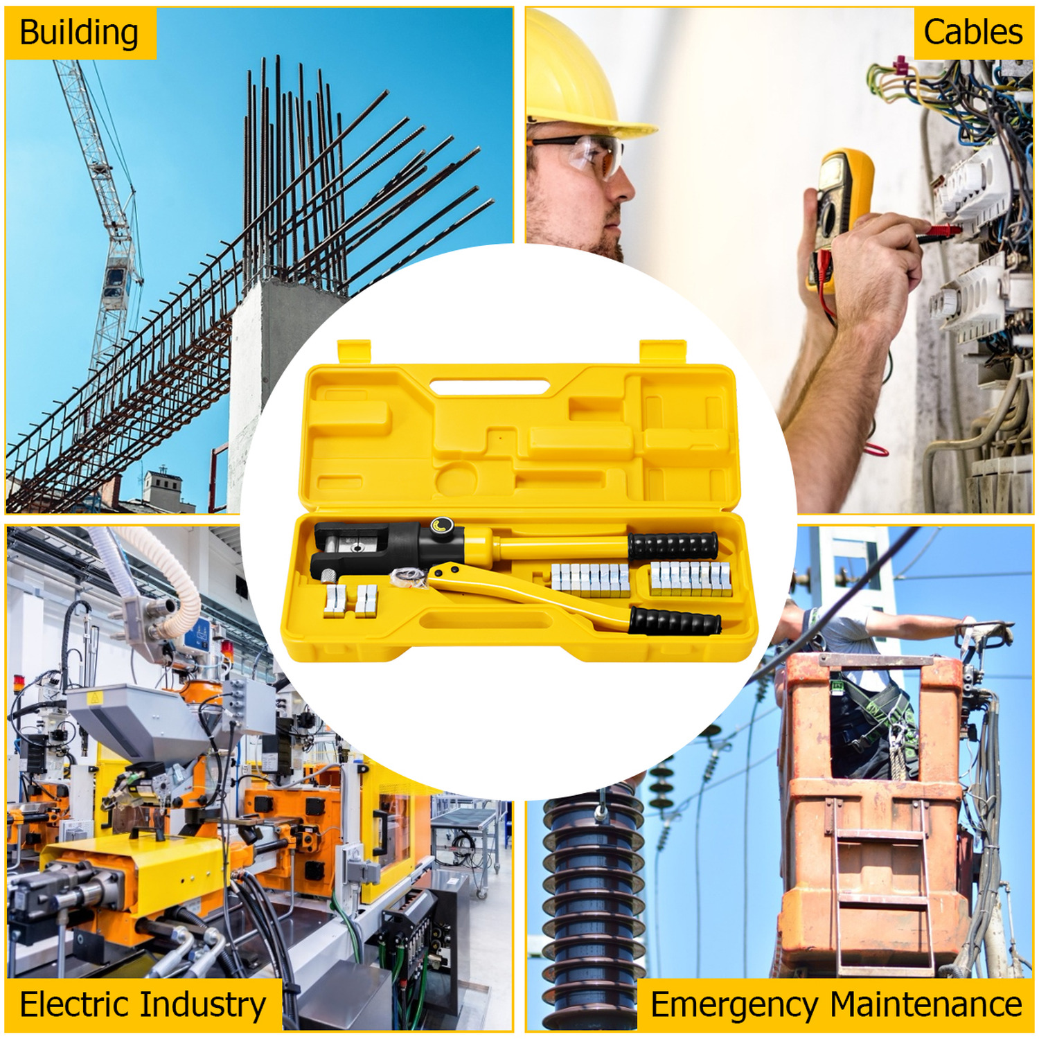 Costway Professional Hydraulic Crimping Tool Set-Yellow