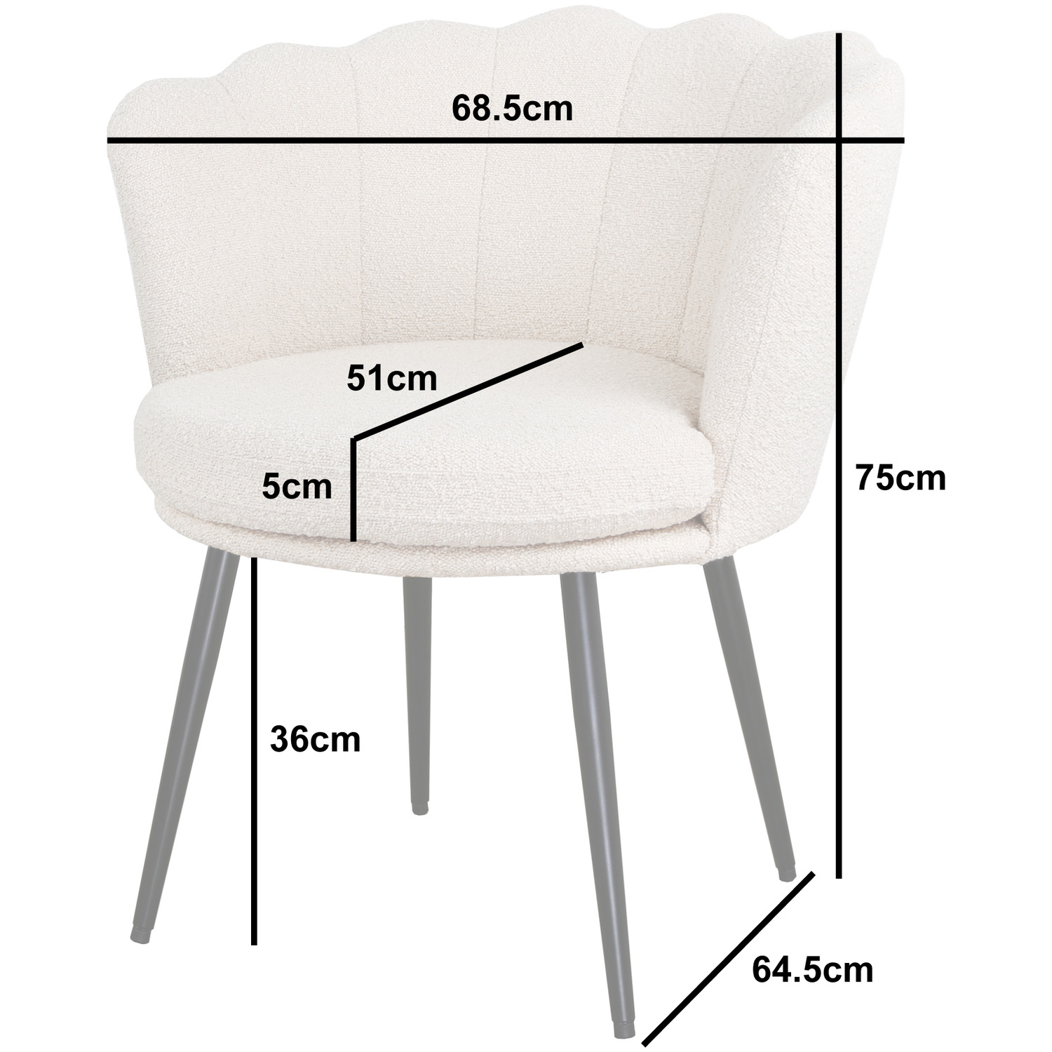 Flora Boucle Armchair with Floral Shaped Backrest