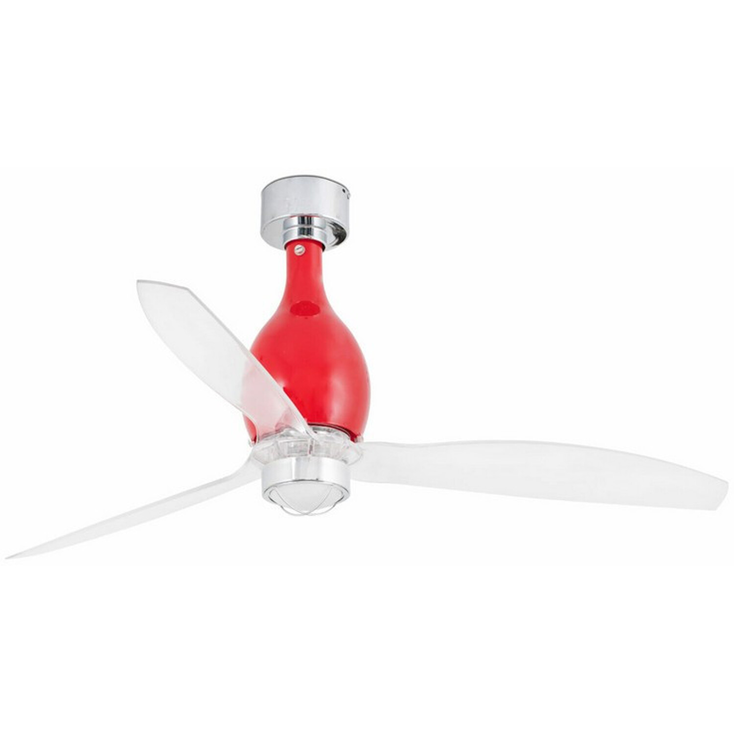 Mini Eterfan Led Shiny Red, Transparent Ceiling Fan With DC Motor Light