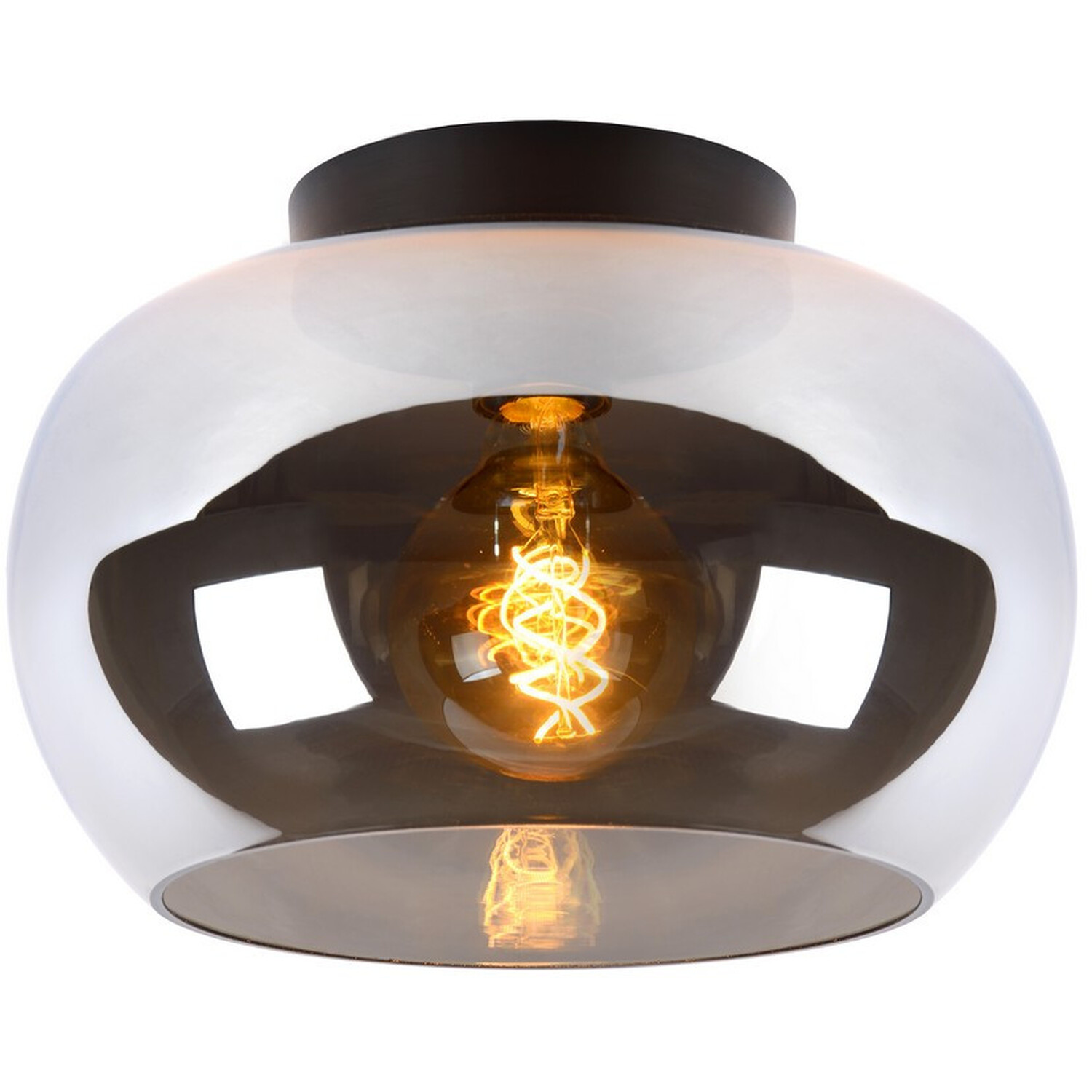 Judi Modern Flush Ceiling Light Smoke Grey
