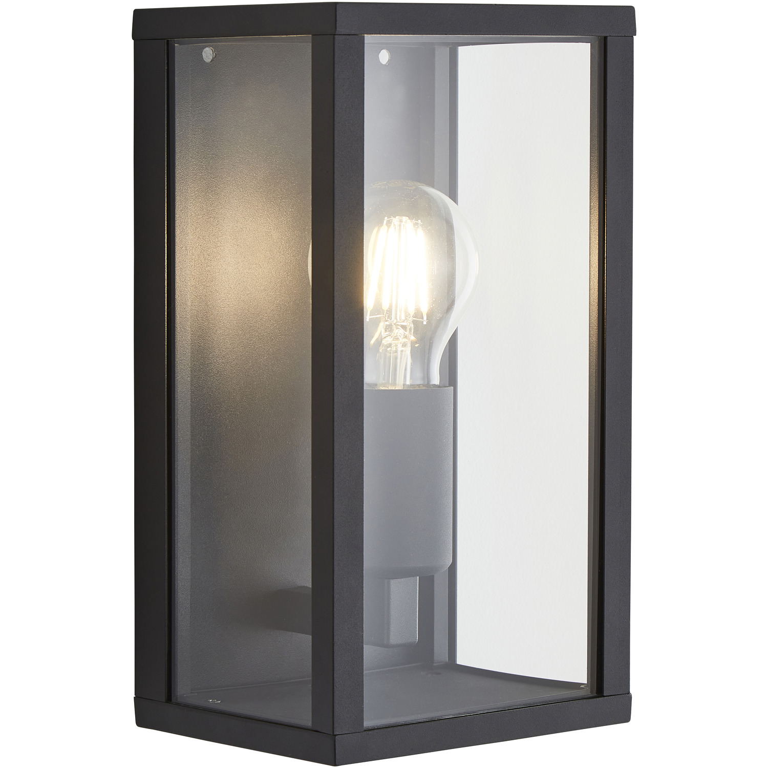 CGC SEB Black Outdoor Wall Light Box Lantern Clear Glass