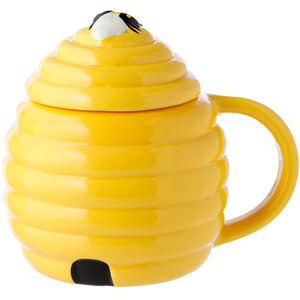Novelty Ceramic Shaped Mug with Lid - Beehive