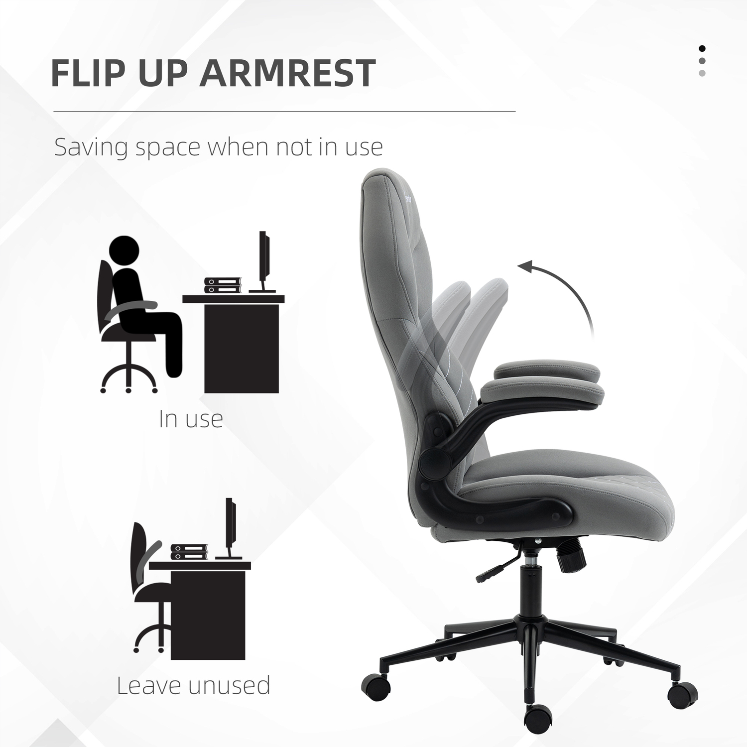 High Back Home Office Chair with Flip Up Armrests Wheels