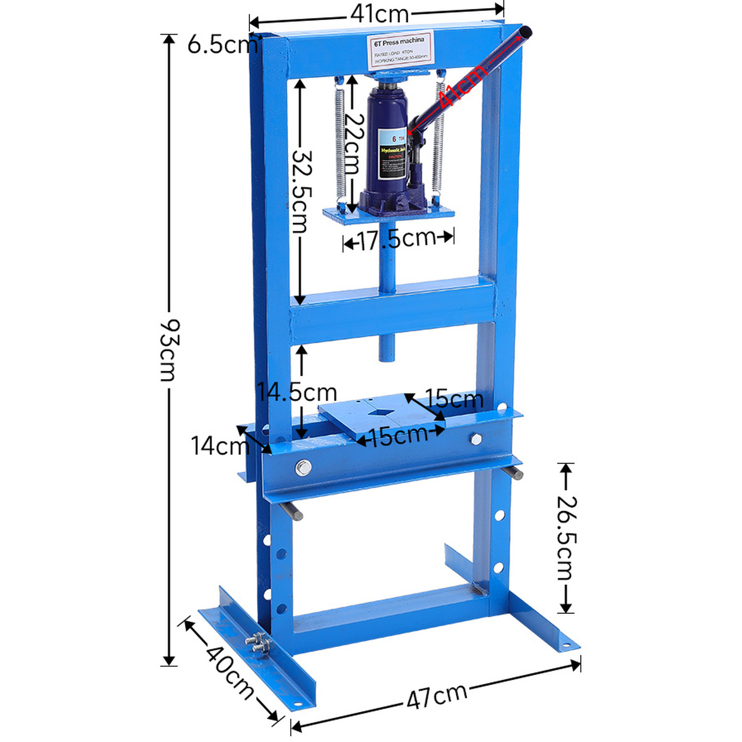 6-Ton Hydraulic Shop Press with Press Plates