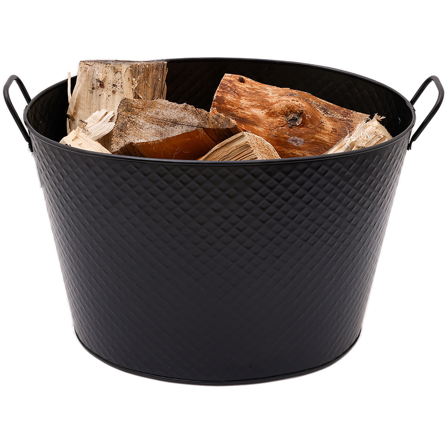Willow Fireside Log Bucket Iron Oval Opening Matte Finish