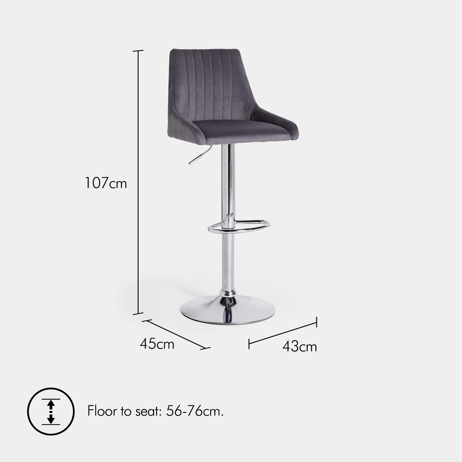 Kitchen Bar Stool with Gas Lift Mechanism