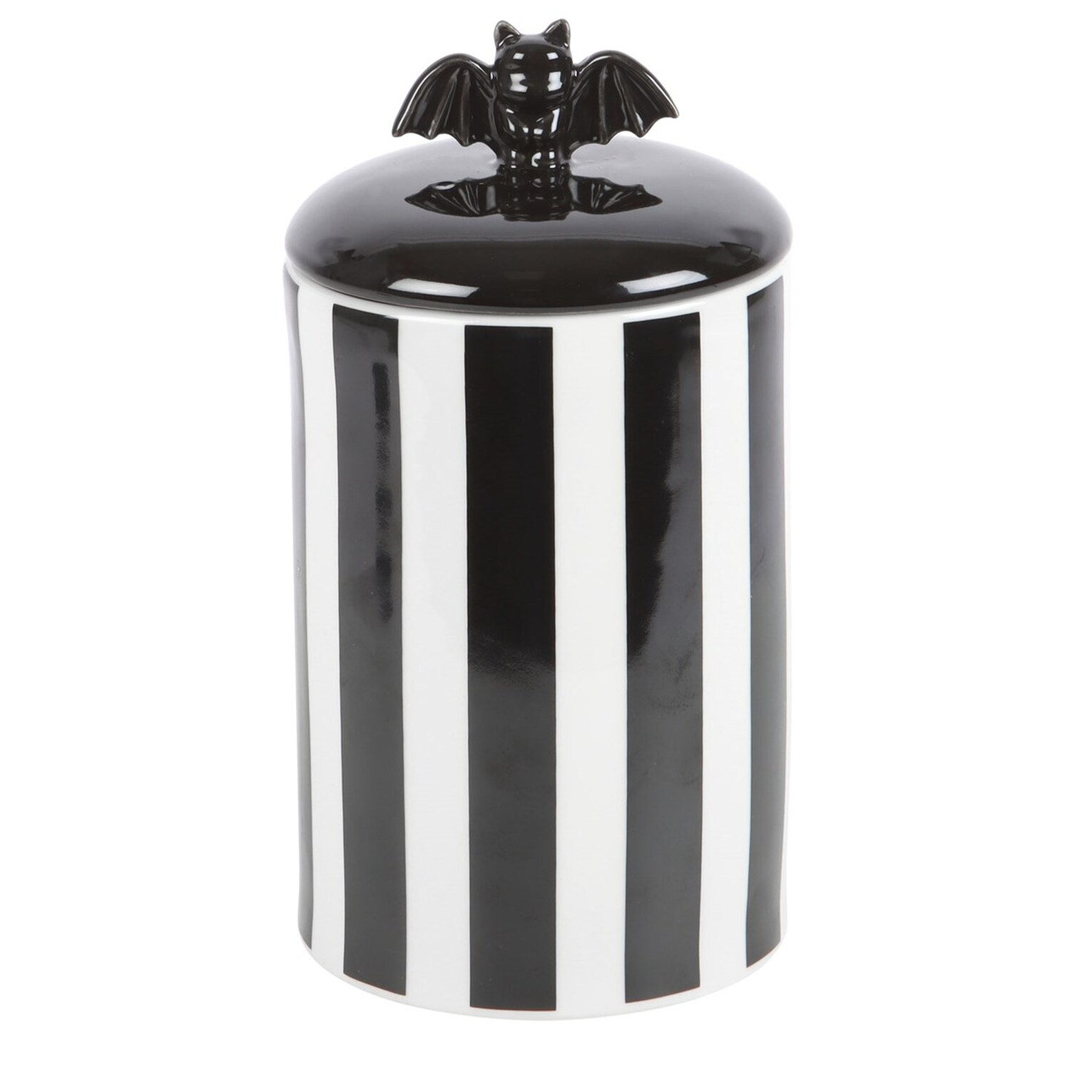 Black And White Striped Bat Storage Jar