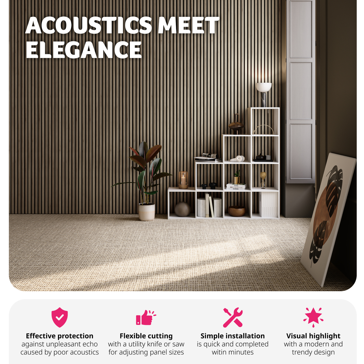 Acoustic Panel Set of 2 - Sound-Absorbing Felt, Size Adjustable