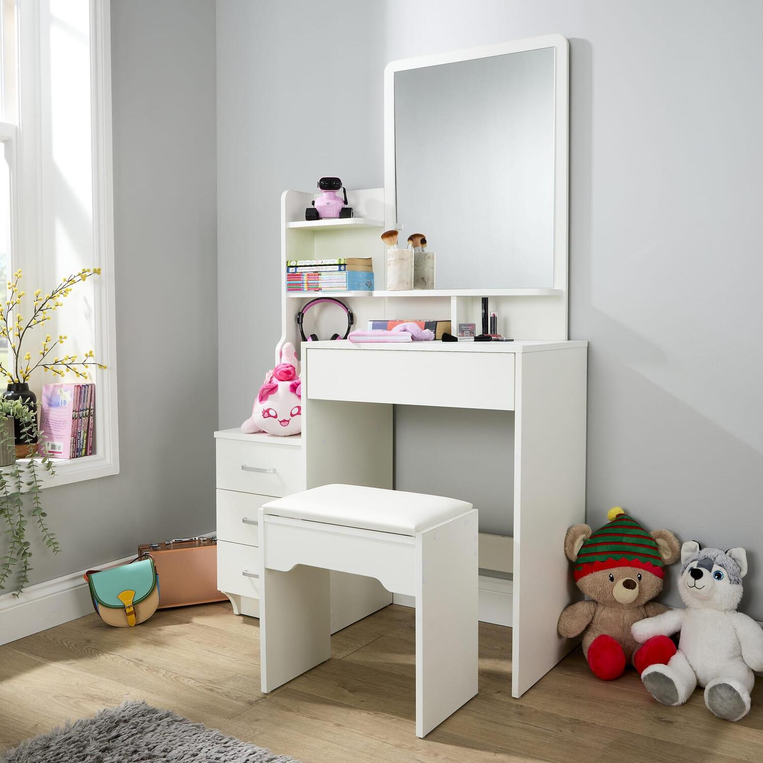 Arlo White Dressing Table with Drawers,
