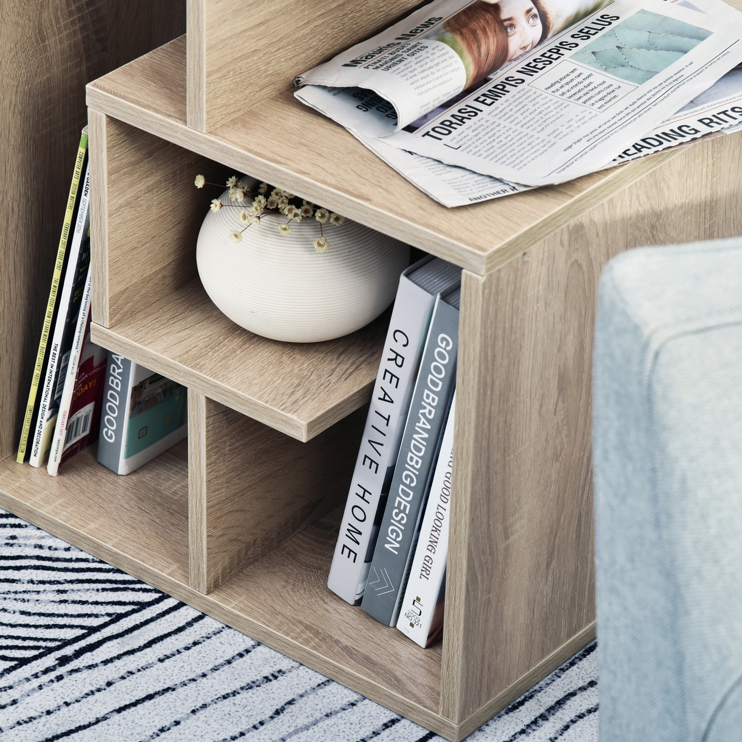 HOMCOM 3 Tier Side End Table with Open Shelf Storage