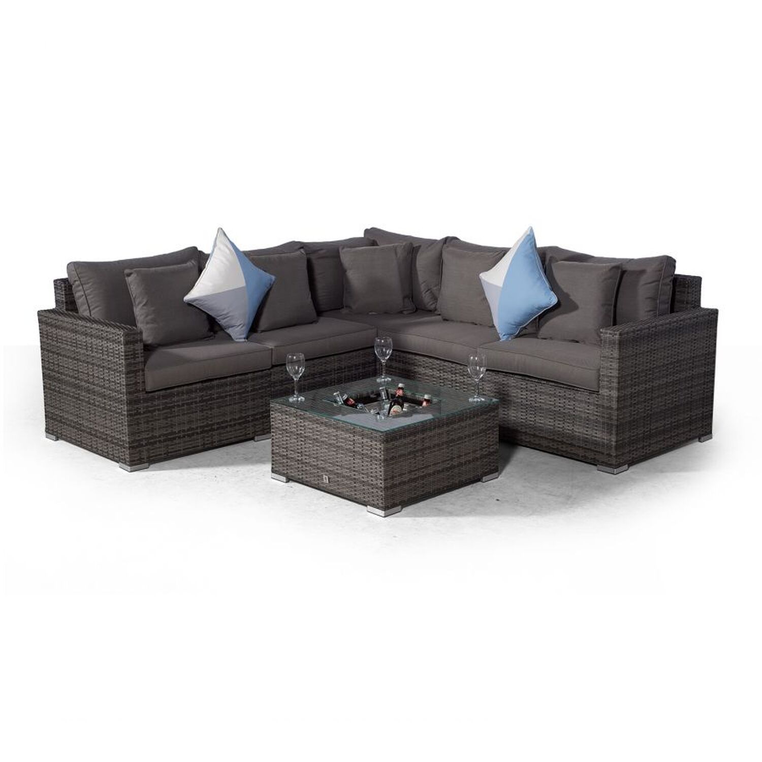 Havana 5 Seat Rattan Corner Sofa Set with Ice Bucket Coffee Table