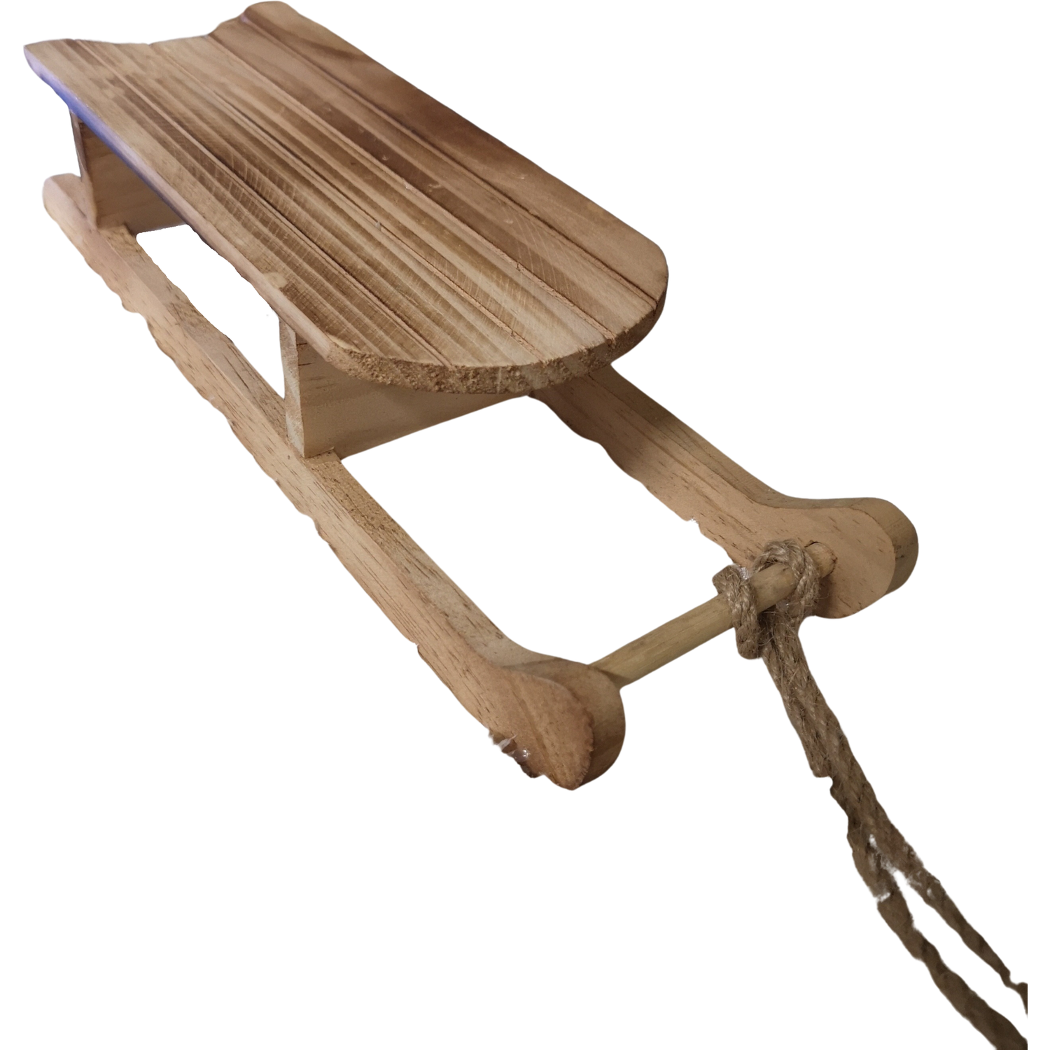 Wooden Santa Sledge with Rustic String Handle Christmas Decoration