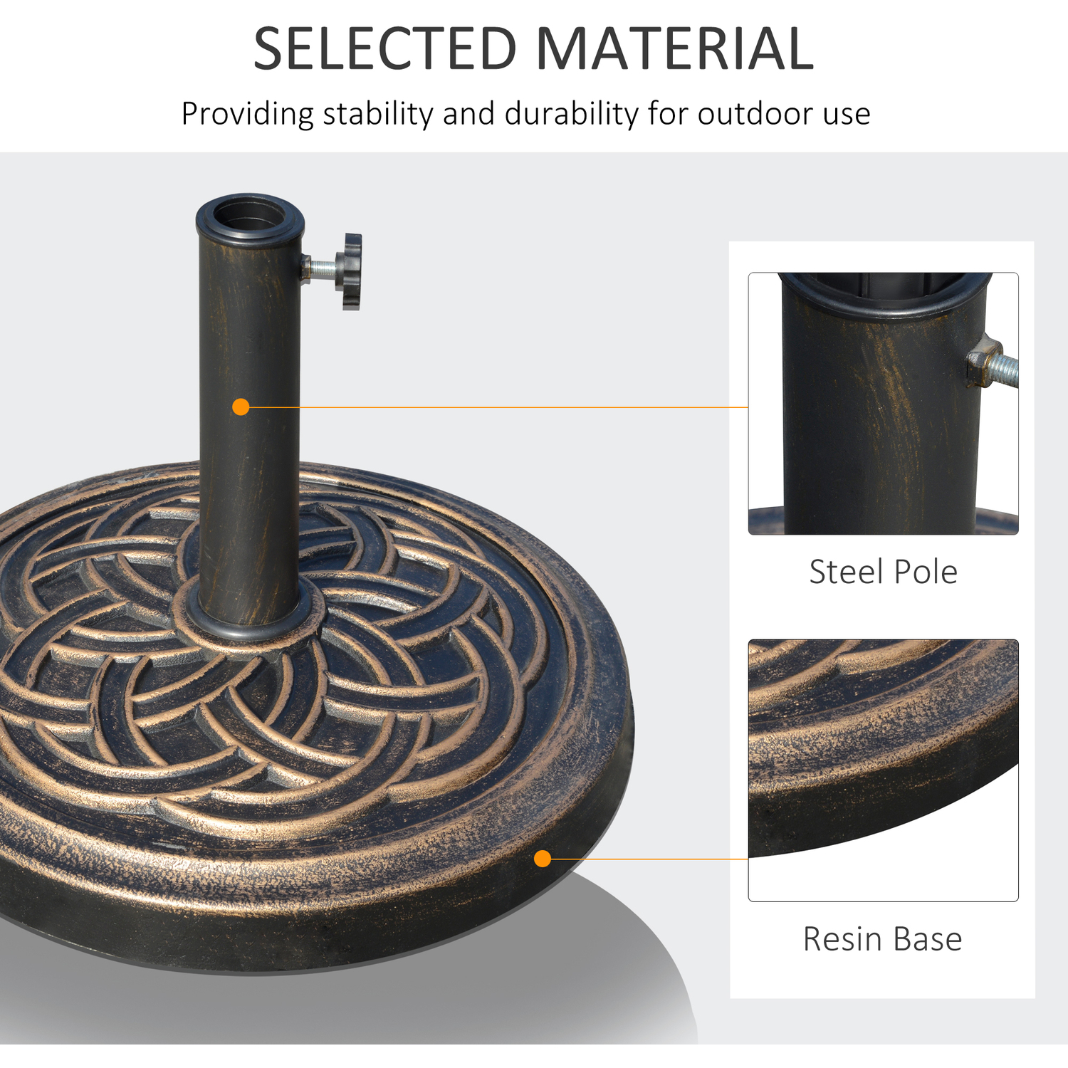 Round Garden Parasol Base Heavy Duty Umbrella Stand Holder