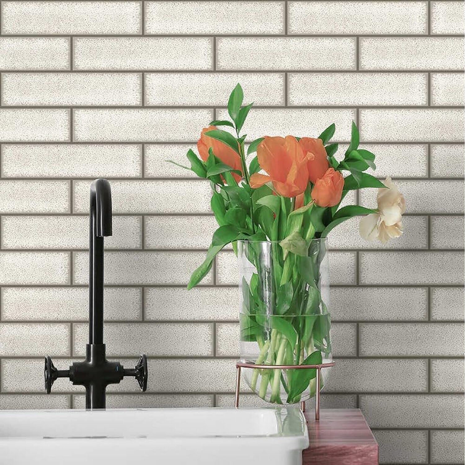 Celadon Gloss Tiles Brick Tiling On a Roll Wallpaper
