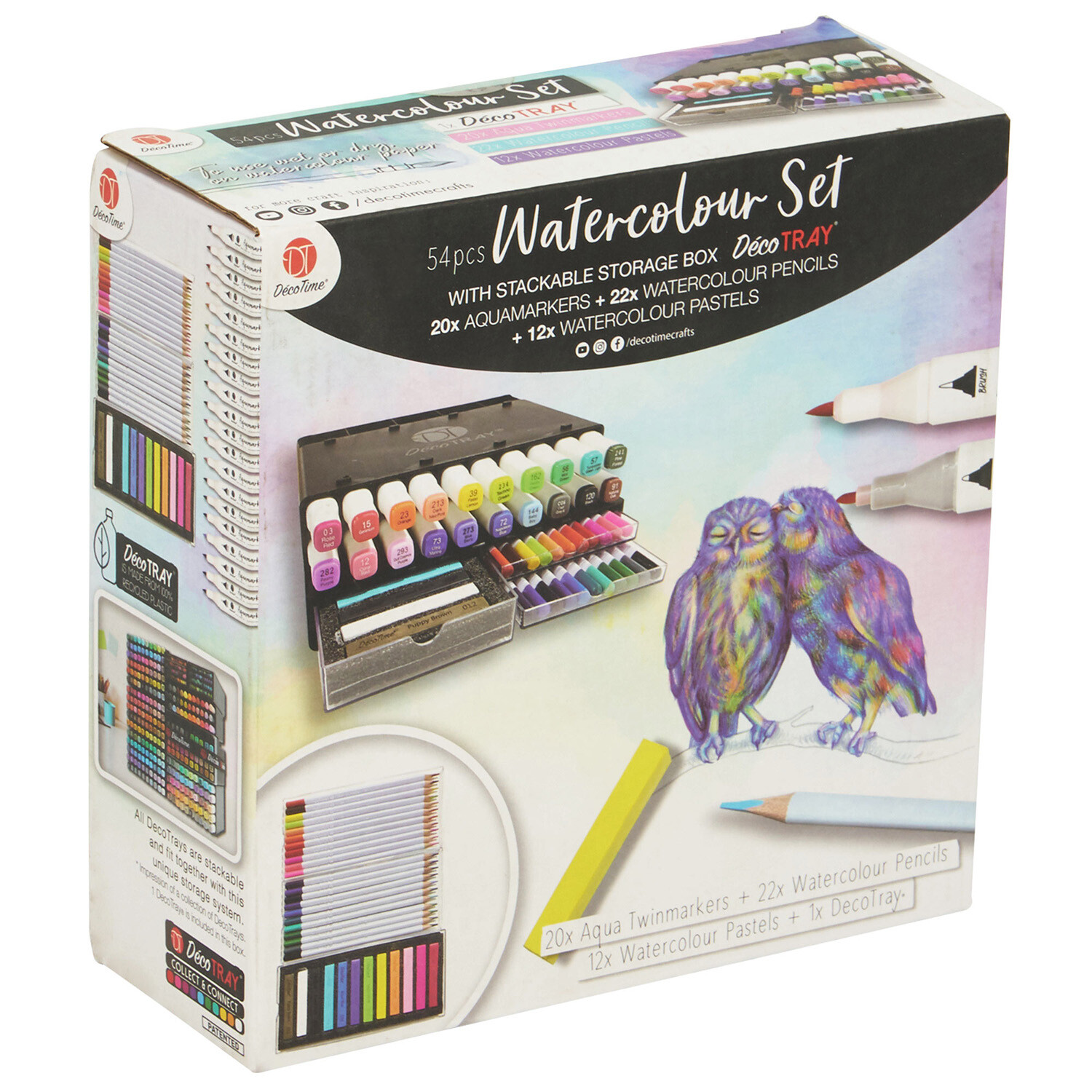 Watercolour Set in Deco Tray