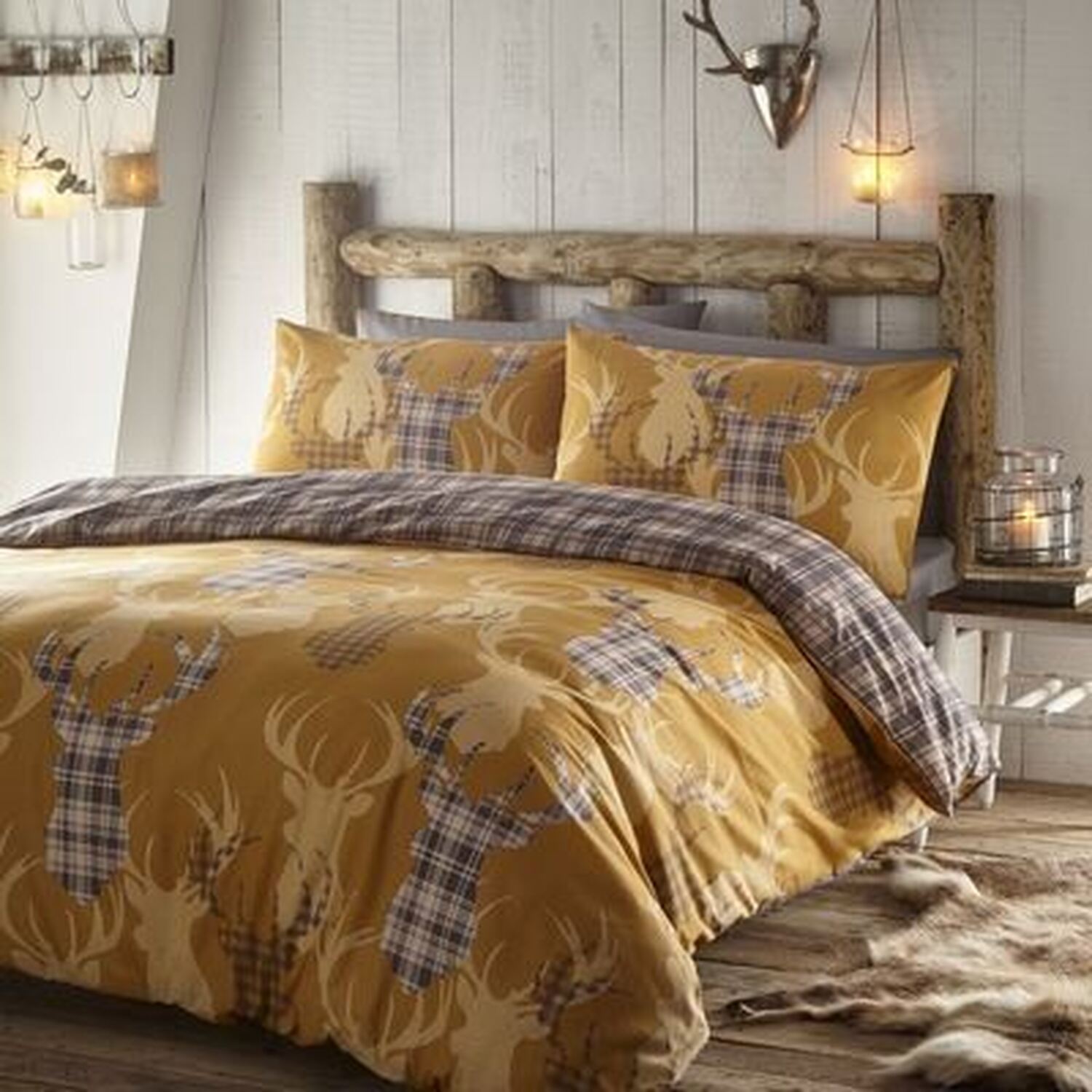 Tartan Stag Print Duvet Cover Set