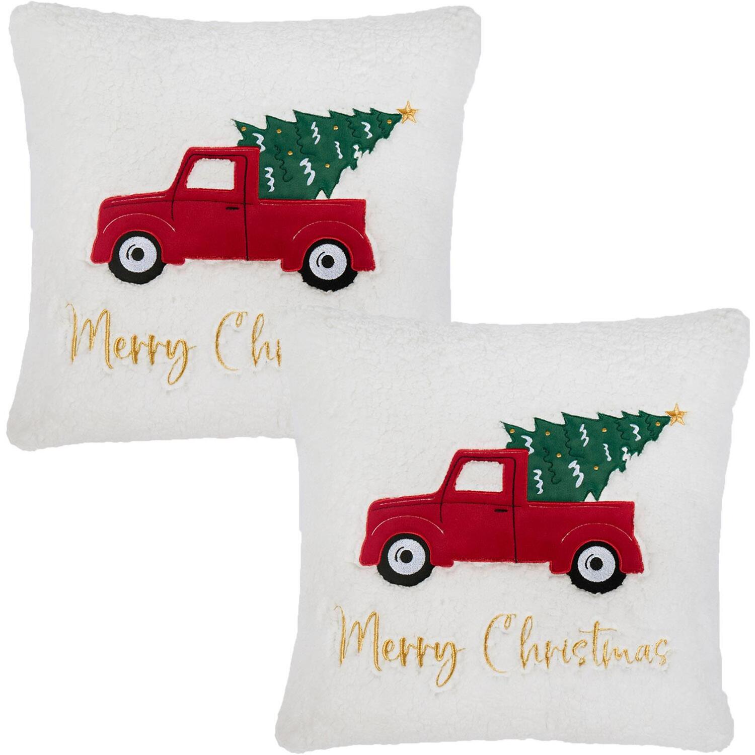 Pack of Soft Teddy Home For Christmas Filled Cushion
