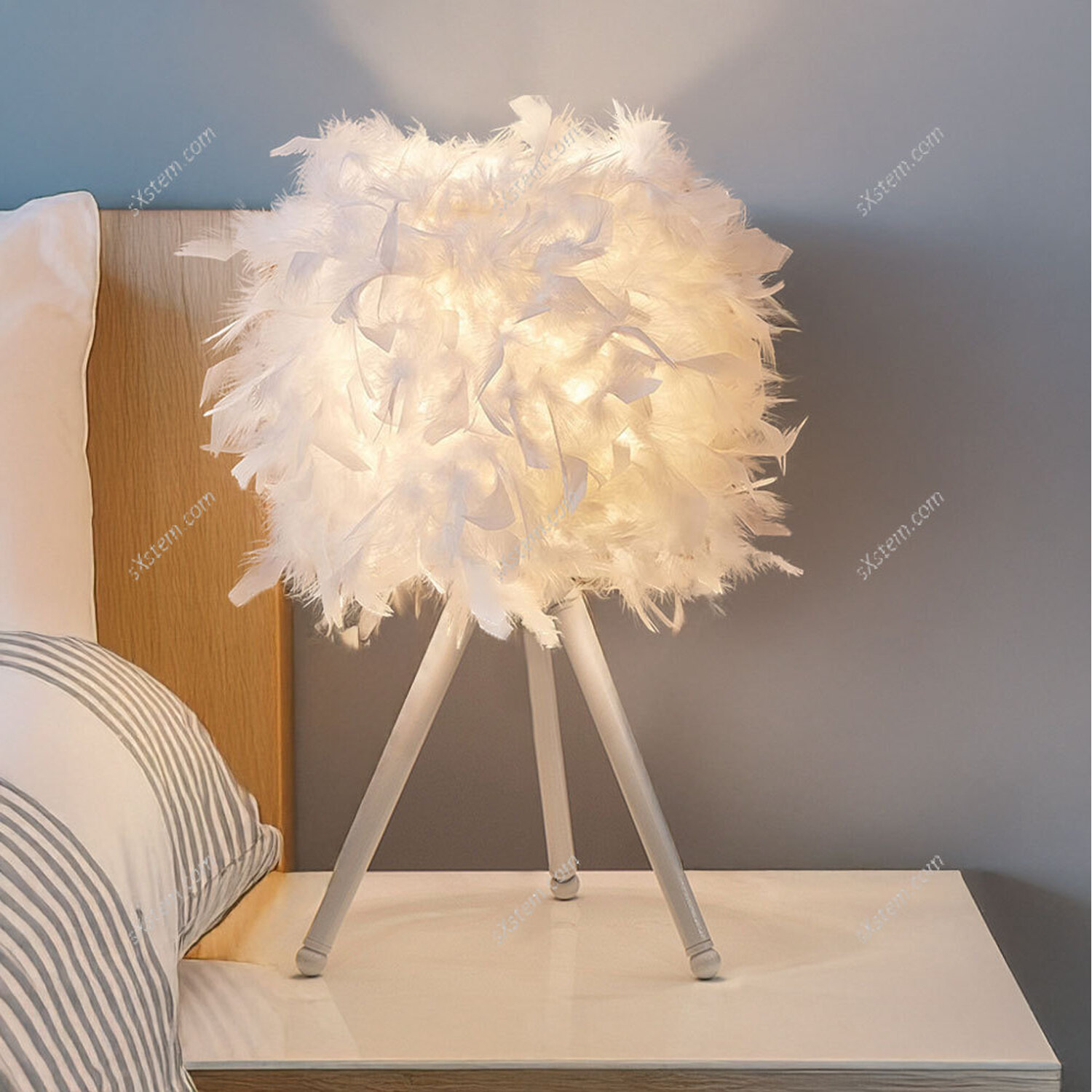 White Feather Warm Light Table Lamp
