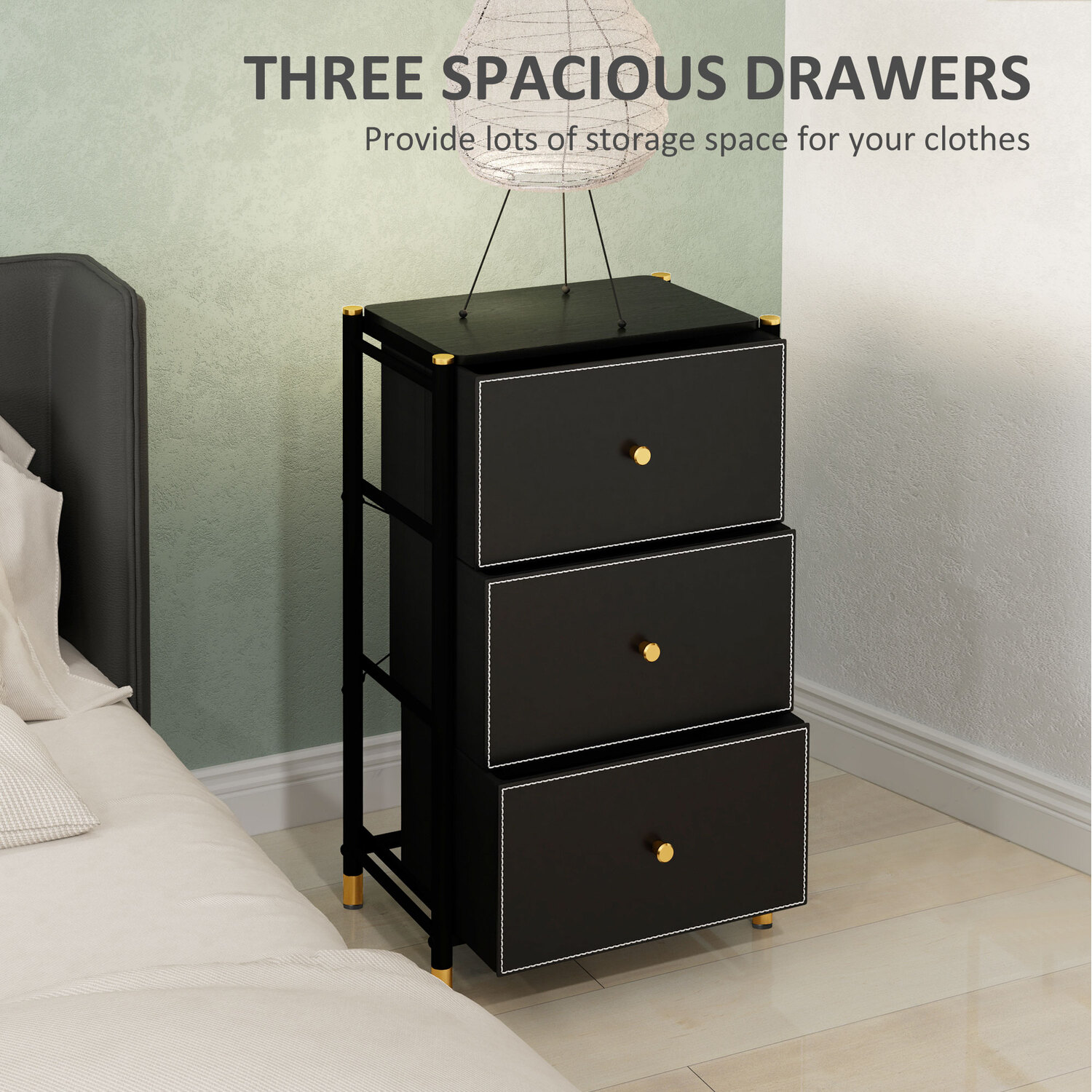 HOMCOM Bedroom Chest of Drawers with PU Leather Surface