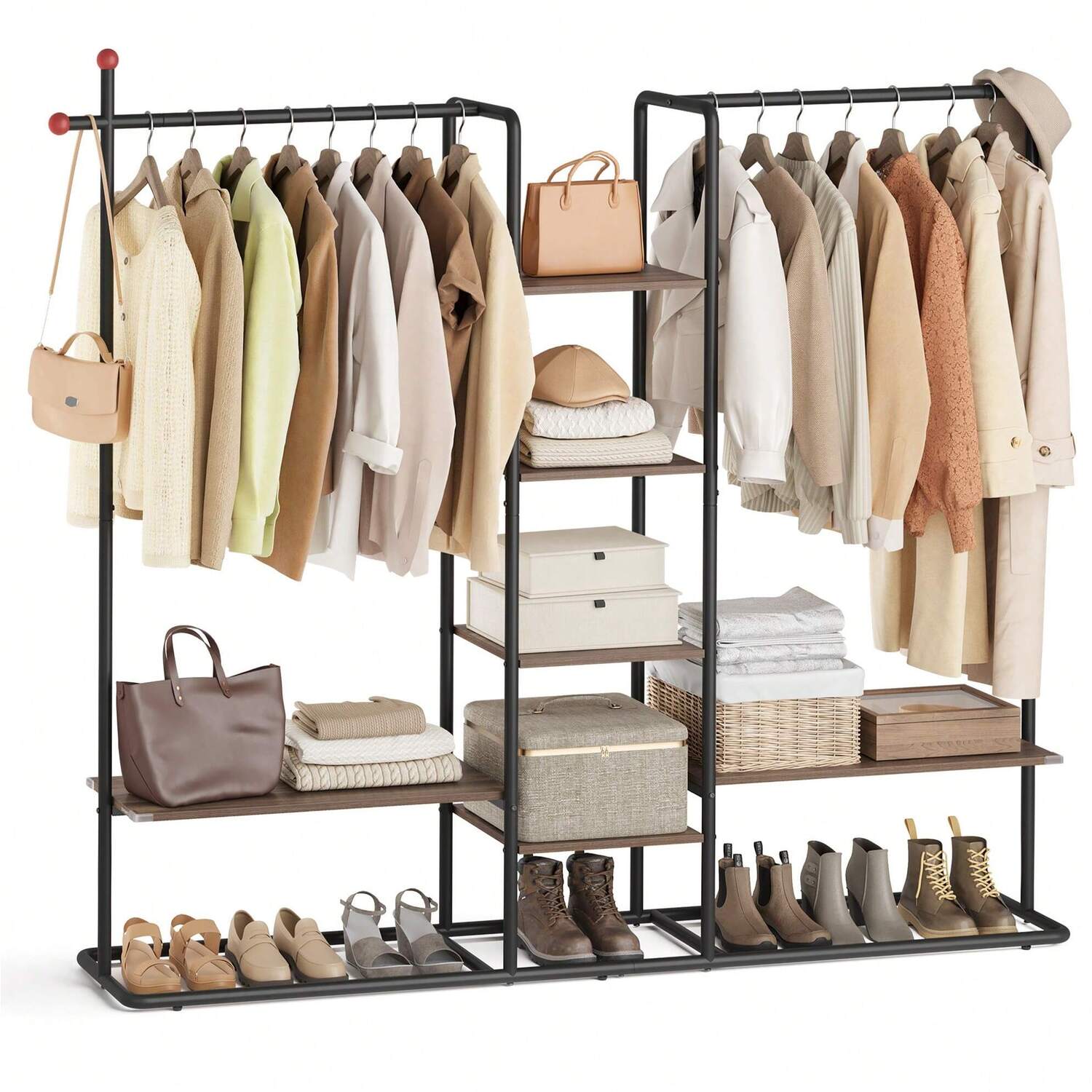 Heavy-Duty Clothes Rack with Shoe Shelf and Clothes Rail