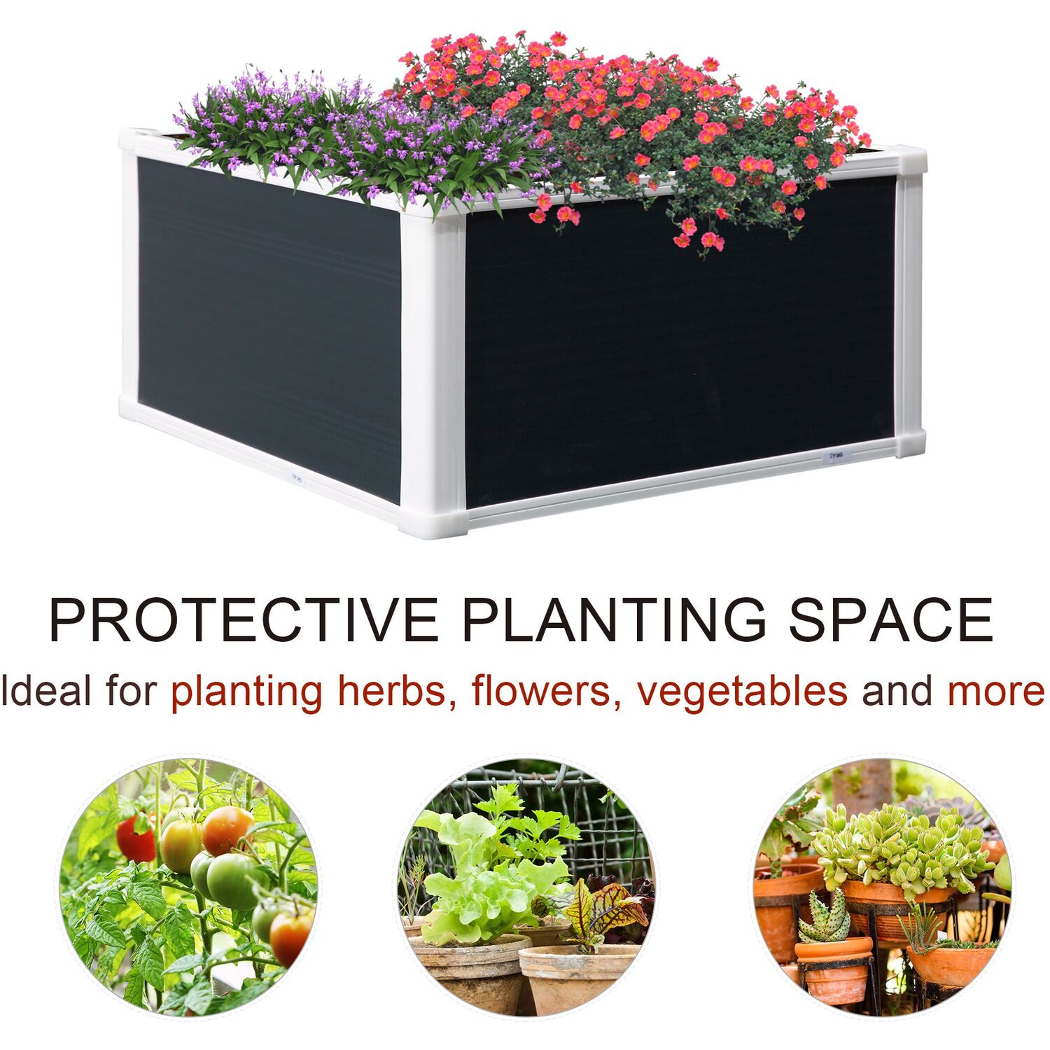 Garden Raised Bed Planter Grow Containers Flower Vegetable Pot PP