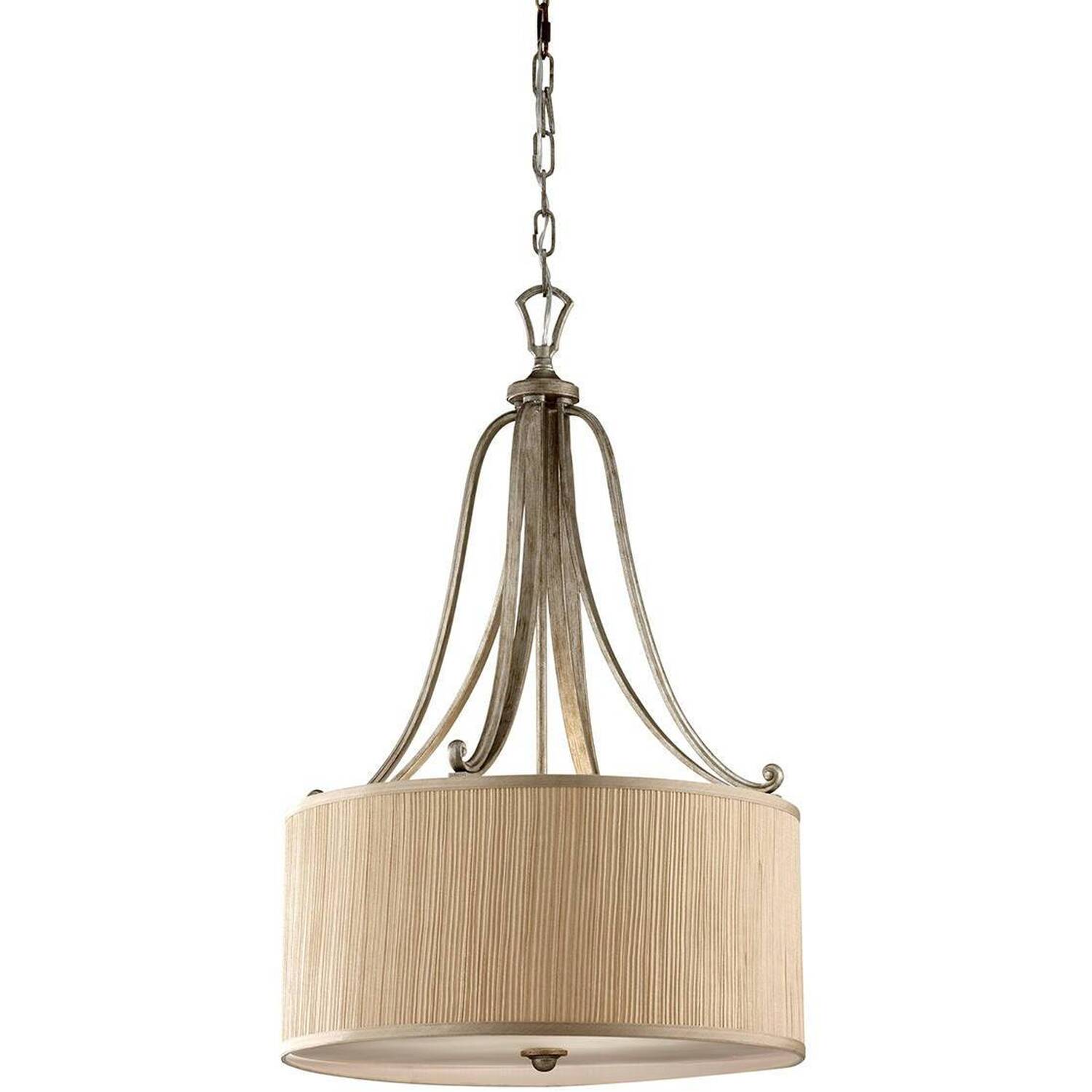 Abbey 3 Light Cylindrical Ceiling Pendant Silver Sand with Shade, E27