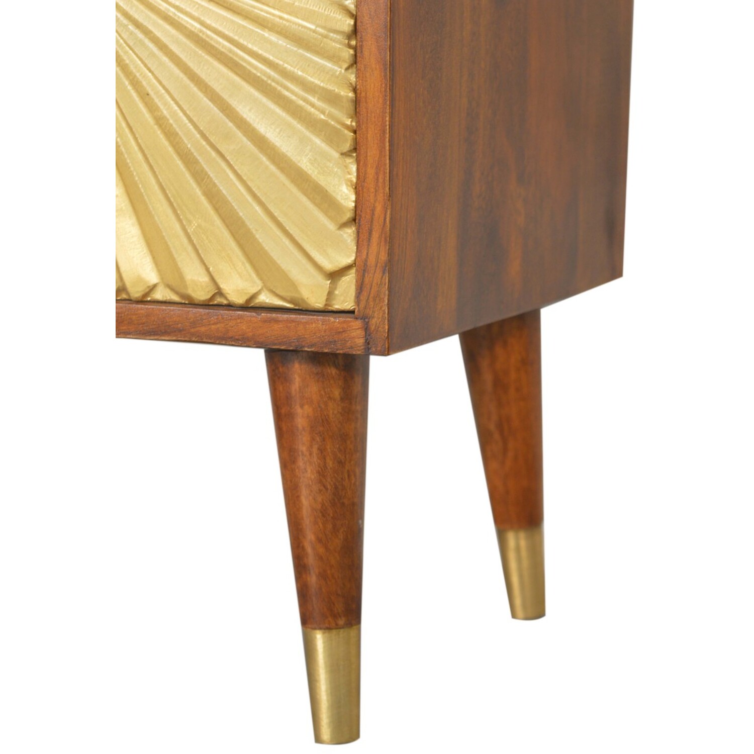 Manila Gold Brass 2 Drawer Mango Wood Bedside Table