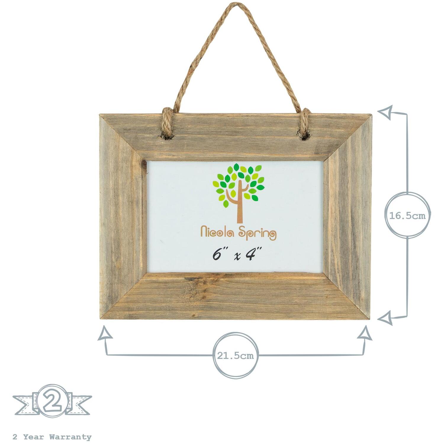 4x6" Rustic Wooden Hanging Photo Frame Natural