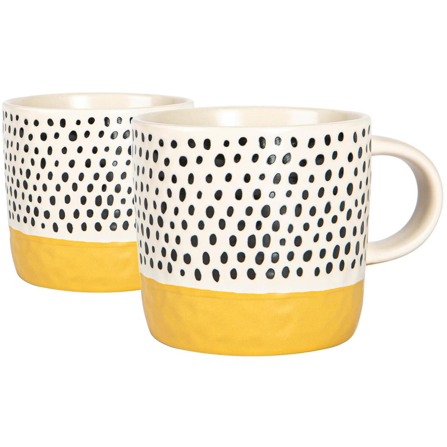 Nicola Spring Dipped Dotty Stoneware Coffee Mugs - 385ml - 2pc