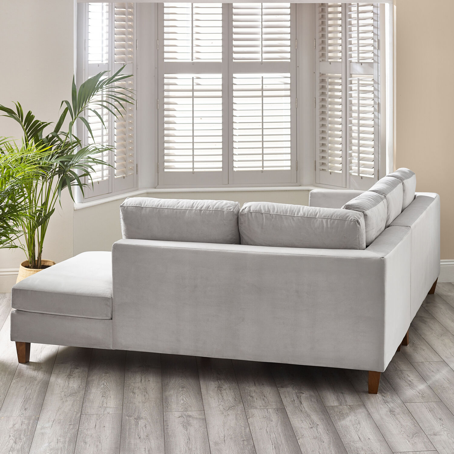 Foster L Corner Living Room Velvet Fabric Sofa Set