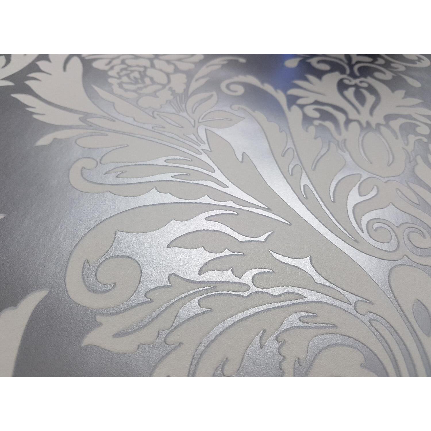 Damask Vintage Suede Flock Effect Wallpaper