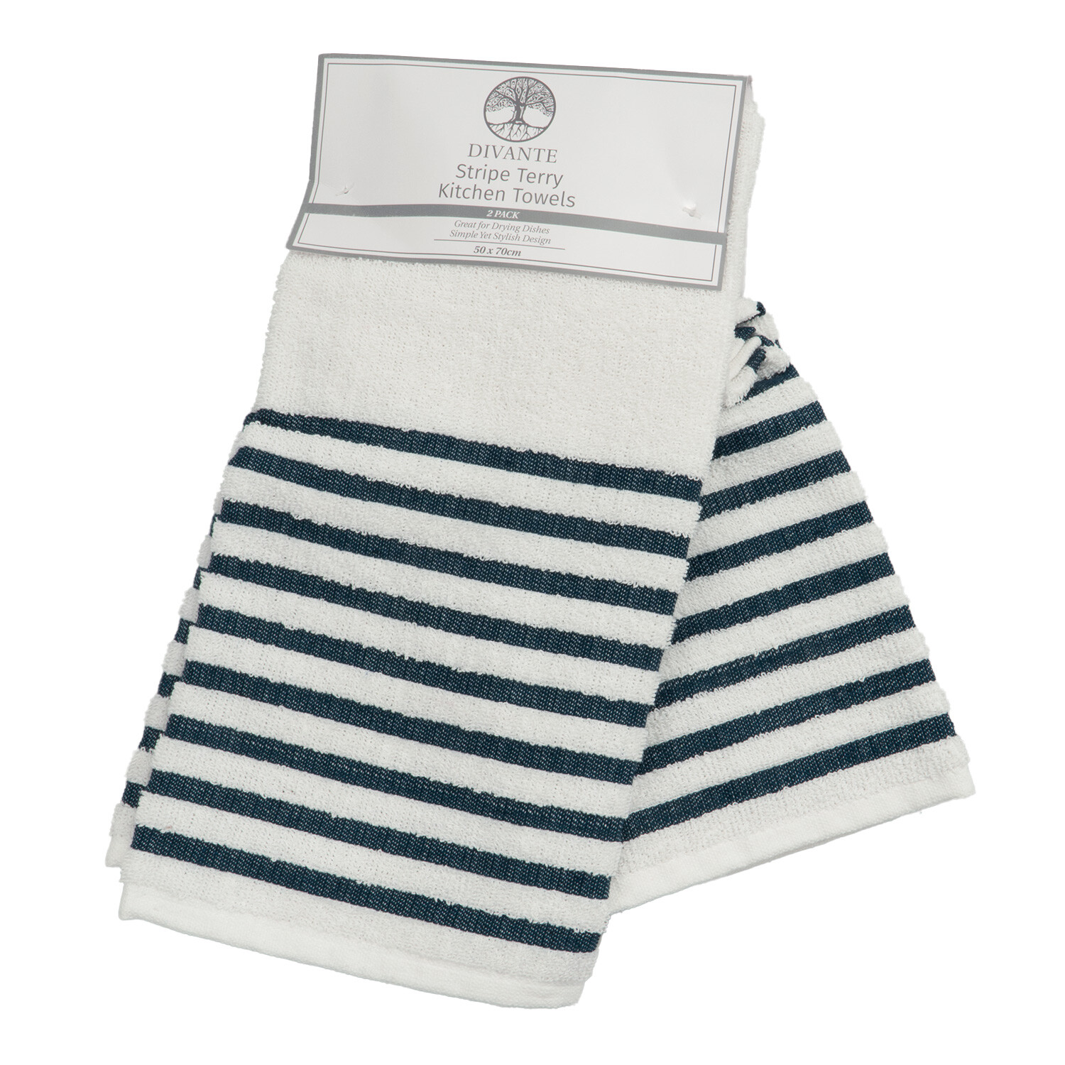 Pack of 2 Striped Terry Kitchen Towels