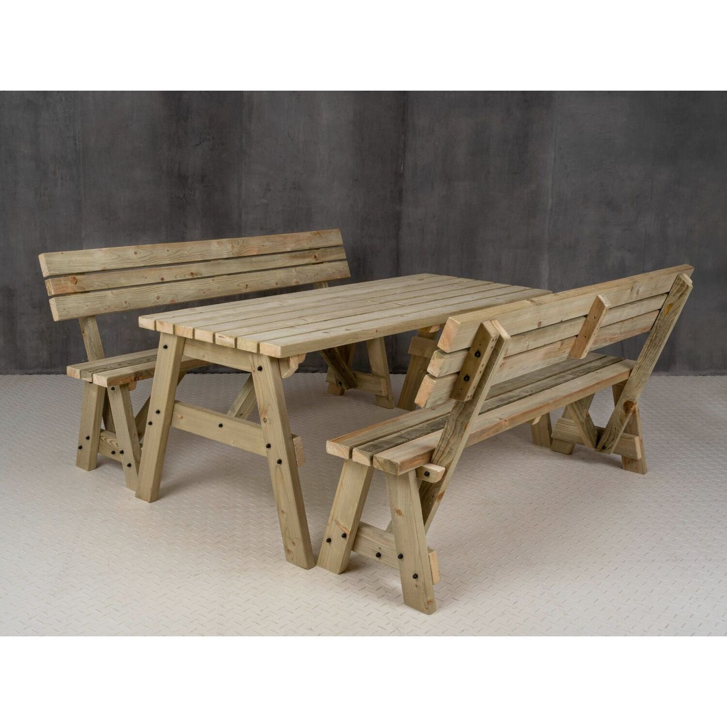 Victoria Outdoor Wooden Picnic Bench & Table Dining Set With Backrest
