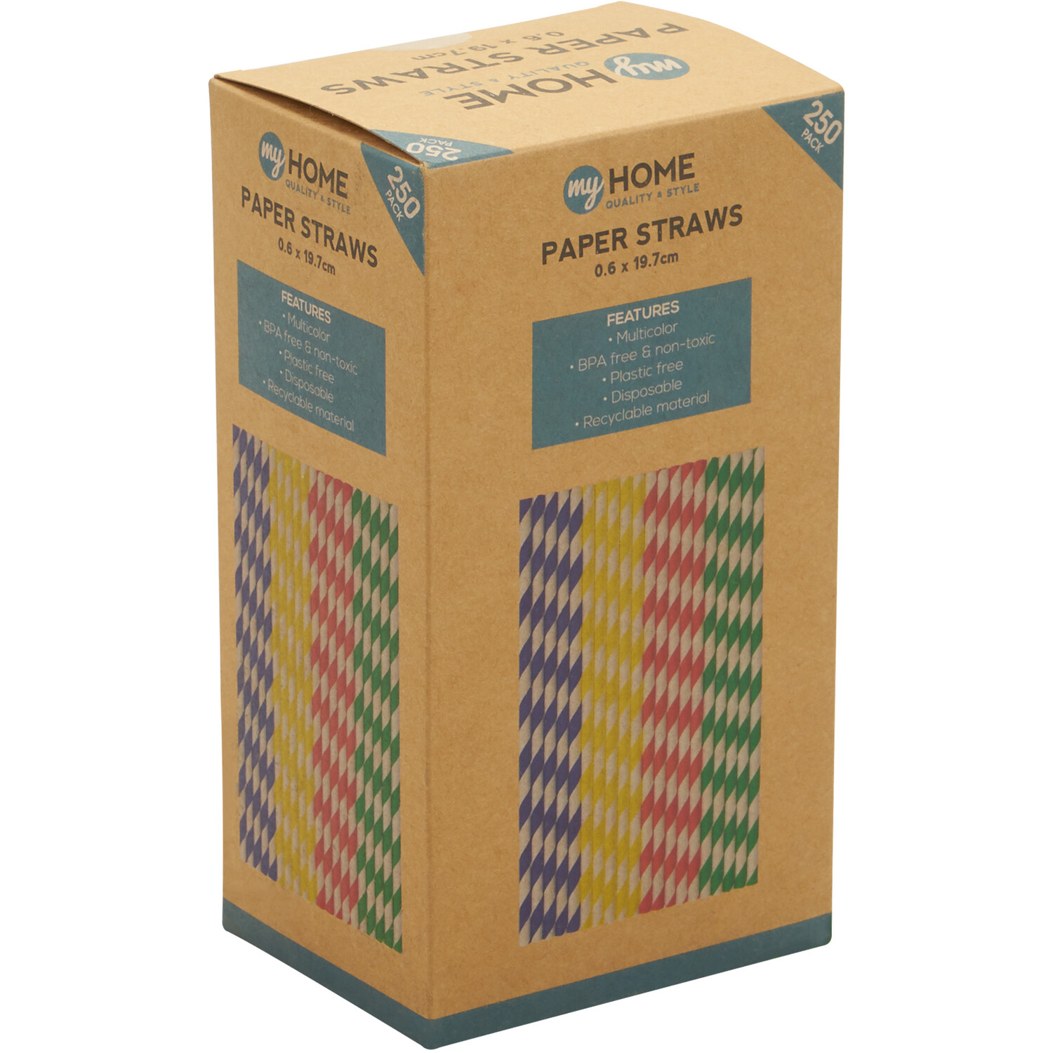 Pack of 250 My Home Paper Straws