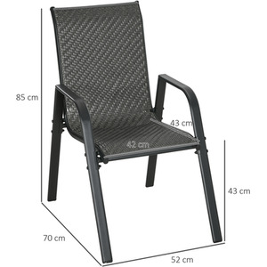 Rattan Garden Chairs Set of 4, Stackable Outdoor Armchair