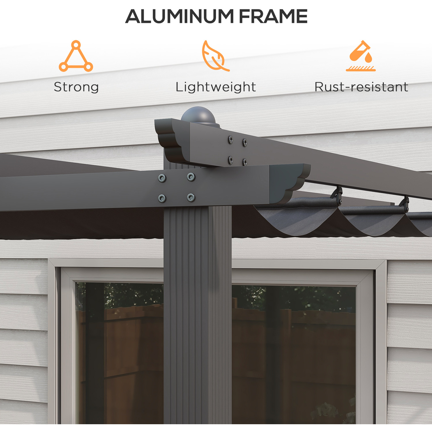 3 x 3(m) Pergola with Retractable Roof and Aluminium Frame