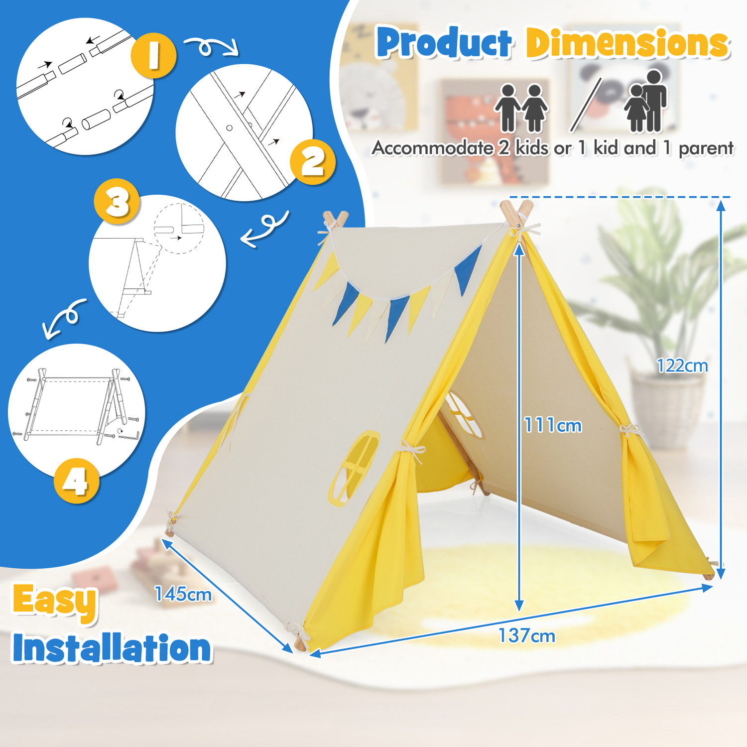 Kids Large Triangular Playhouse Tent