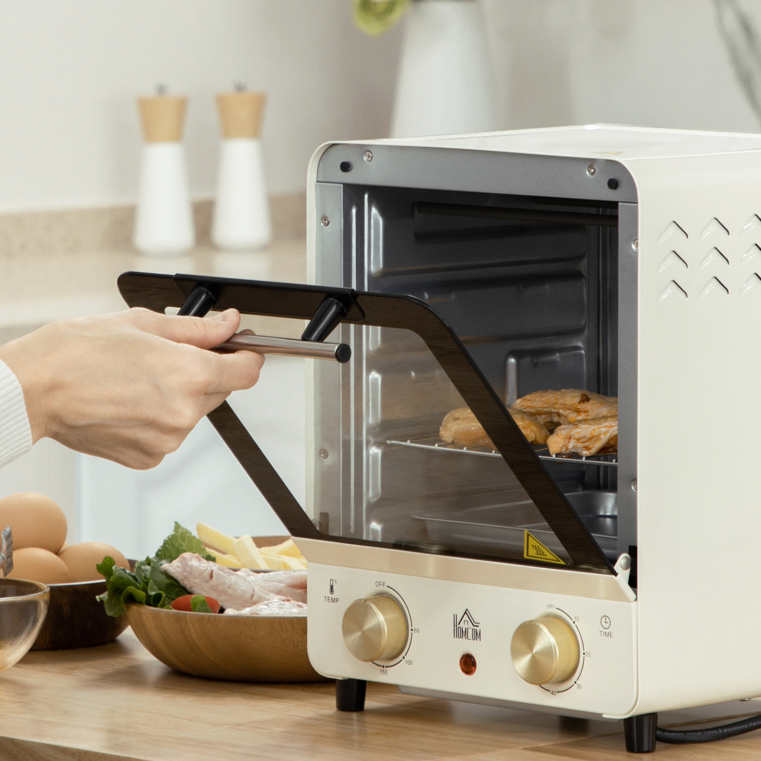 HOMCOM Convection Mini Oven 15 Litres Electric Oven with 60 Minute Timer