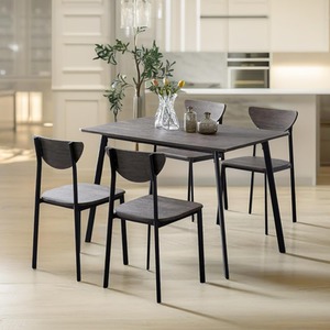 Industrial Dining Table With 4 Chairs Set Wood Effect Furniture