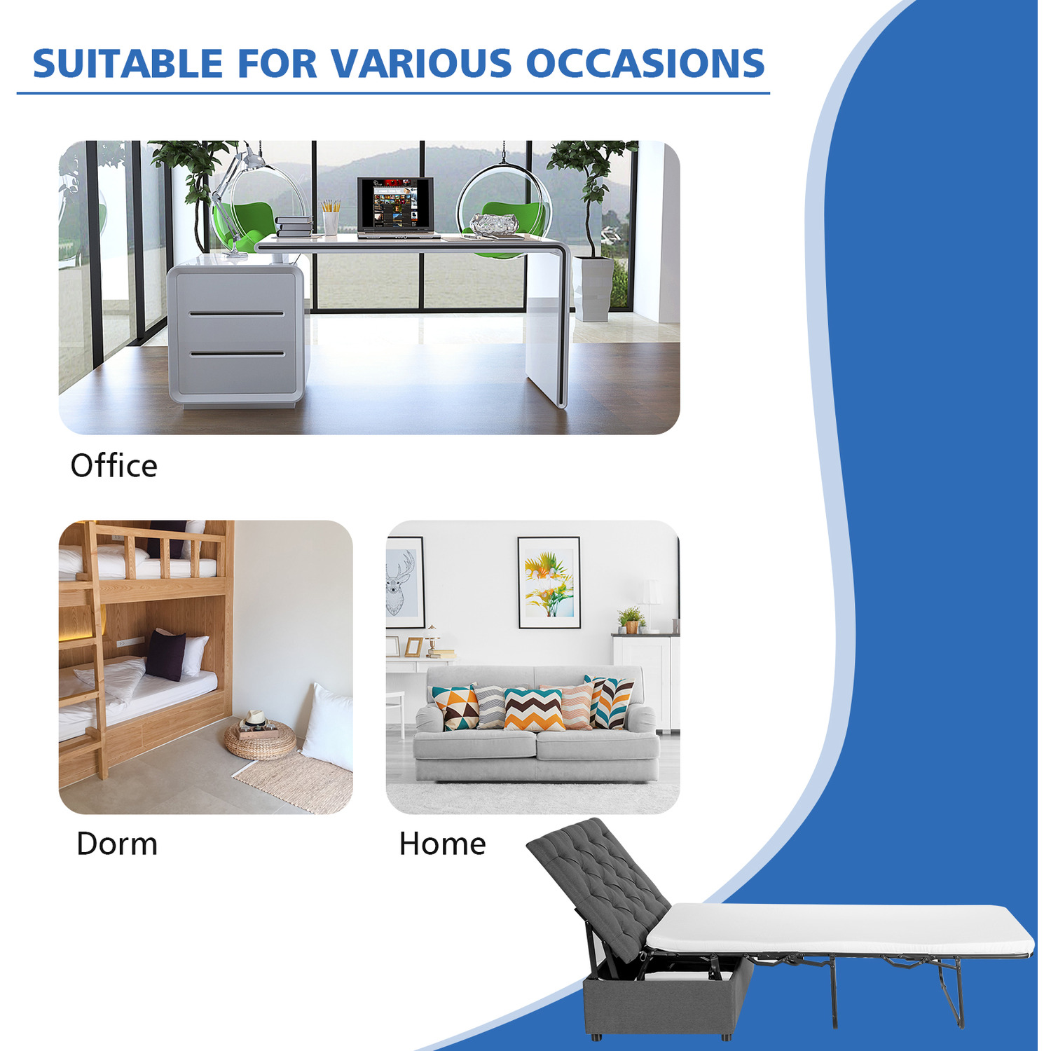 2-in-1 Design Convertible Single Sofa Bed