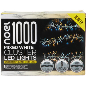 1000 Cluster LED Lights Mixed White