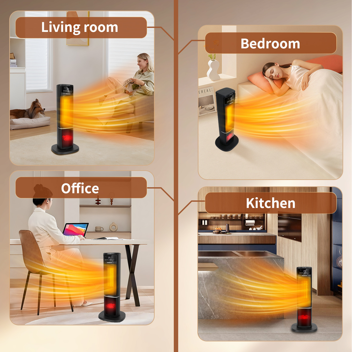 Electric Heater Fan with Fireplace