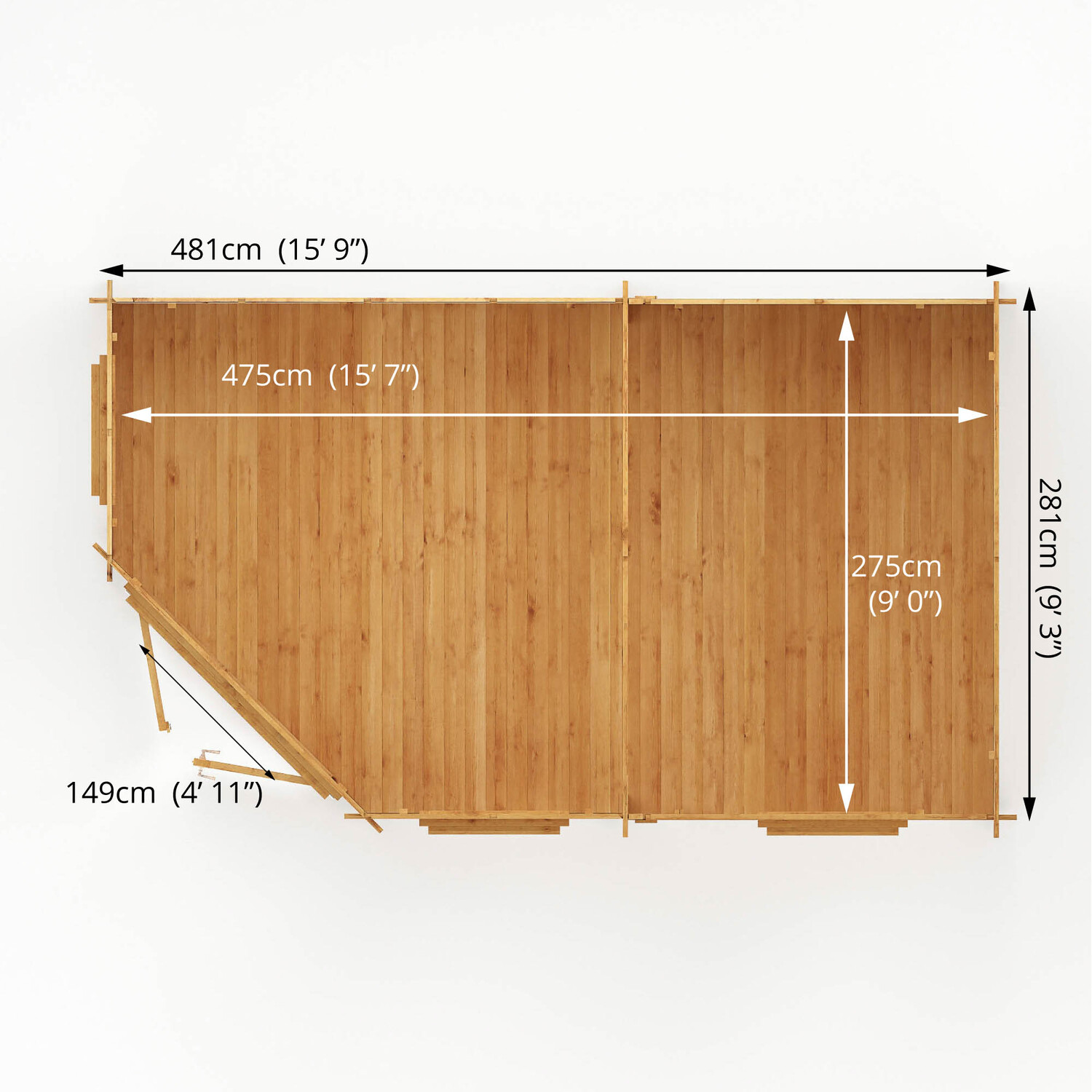 5m x 3m Wooden Corner Lodge Log Cabin - 28mm Thickness